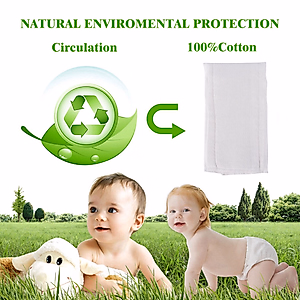 Prefold Cloth Diapers - Premium Cotton, Fasoar 3 Ply Environmental Friendly Baby Washable Diaper Covers for Babies to Toddlers Multi-Use (10-35 lbs) 6 Count