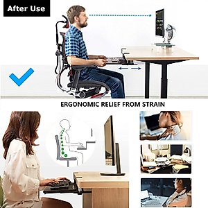 Keyboard Tray Stores Under Desk 4 Colours Wooden Keyboard Tray Storge Shelves Under Desk Sliding, Push-Pull Keyboard Shelf/Keyboard Mouse Support, Height Adjustable Keyboard Drawer Stand