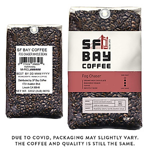 San Francisco Bay Whole Bean Coffee - Organic Rainforest Blend (2lb Bag) and Fog Chaser (2lb Bag), Medium Dark Roast
