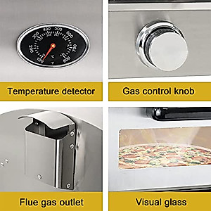 Li Zhen Portable Outdoor Pizza Oven|Propane Gas Fired-Pizza Maker|14in Pizza Stone|Stainless Less|Cooking Pizza Steak Fish Chicken and More|for Outdoor Garden Camping Party| Silver