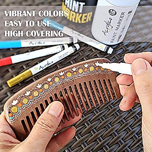 Paint Pens for Rock Painting, Stone, Ceramic, Glass, Wood, Canvas-Set of 16 Extra Fine Tip Acrylic Paint Markers Art Supplies, Adults & Kids Arts Craft Kit for Scrapbooking & Drawing