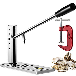 VEVOR Stainless Steel Oyster Shucker Tool Set, Clam Opener Machine with G-Clip for Easy Operation, Solid Option for Hotel Buffets or Gift