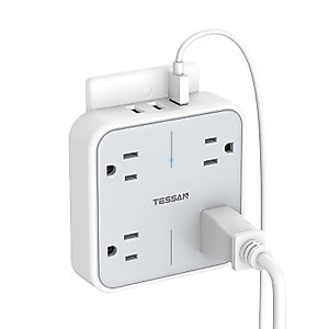 Multi Plug Outlet Extender with USB, TESSAN Surge Protector Splitter 3 USB Wall Charger, Multiple Expander for Travel, Home, College Dorm Room