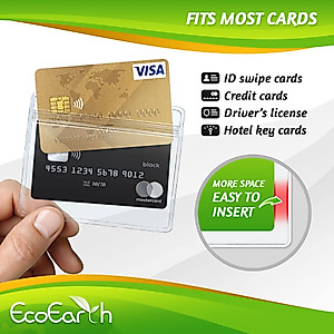 EcoEarth Horizontal ID Badge Holder with Soft Edge (Sealable Fits 3.5x2.25 Inch Insert) (100 Pack), Waterproof ID Holder Bulk, ID Card Holder, Name Badge Holder, Name Tag Holder, Plastic Badge Holder