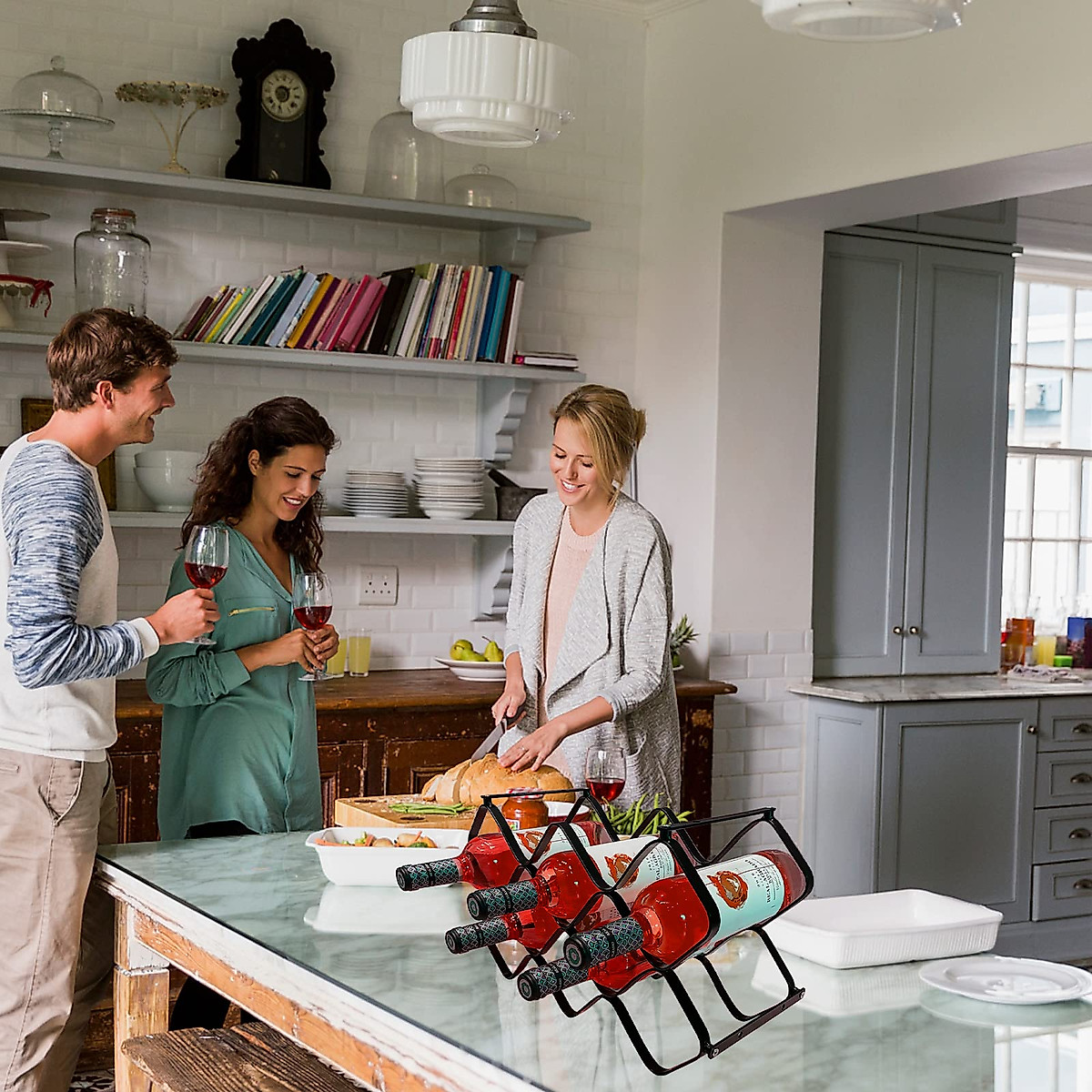 Yehchi Countertop Wine Rack Freestanding,Metal Lattice 10 Bottle Wall Mountable Wine Rack Free Mobile Small Wine Rack Holder,Tabletop Wine Storage Rack Holder Home Kitchen Bar Cabinet Black