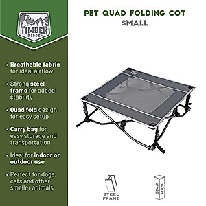 TIMBER RIDGE Folding Pet Bed Cot Mesh Sleep Bed for Dogs Cats Other Small Animals 25" L x 25" W x 8.3" H