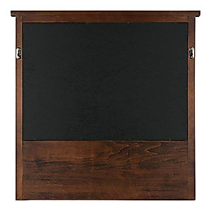 Kate and Laurel Stallard Decorative Rustic Wood Home Organizer with Chalkboard, Pockets, and Key Hooks, Dark Walnut Brown