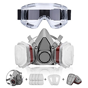 KIHIGHPO Dust Face Cover M401 Paint Face Cover,for Painting,Dust,Particulate,Machine Polishing,Welding and Decoration,with Safety Goggle & 8 packs Filter Cotton