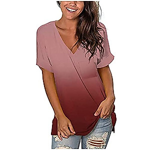 Woman Shirts and Blouses Summer Shawls and Wraps Woman Clothing Plaid Button up Shirts for Women Low Cut Sweaters for Women Tiered Bell Sleeve XXL Tops Womens Purple Sweatshirt