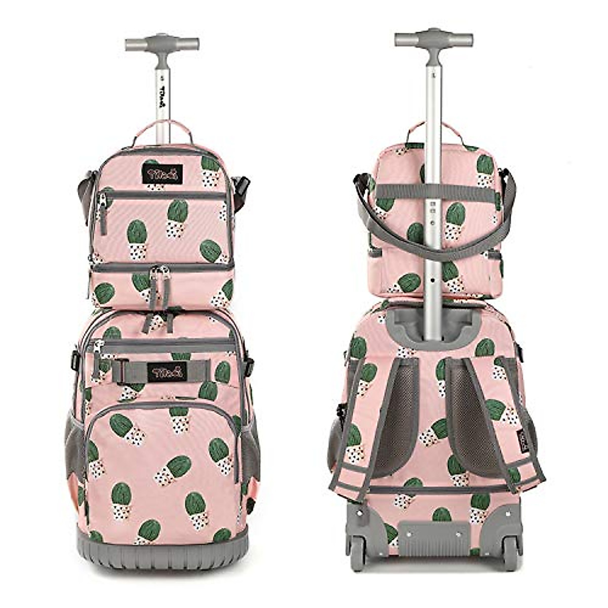 Tilami Rolling Backpack 19 inch with Lunch Bag Wheeled Laptop Backpack (Cactus)