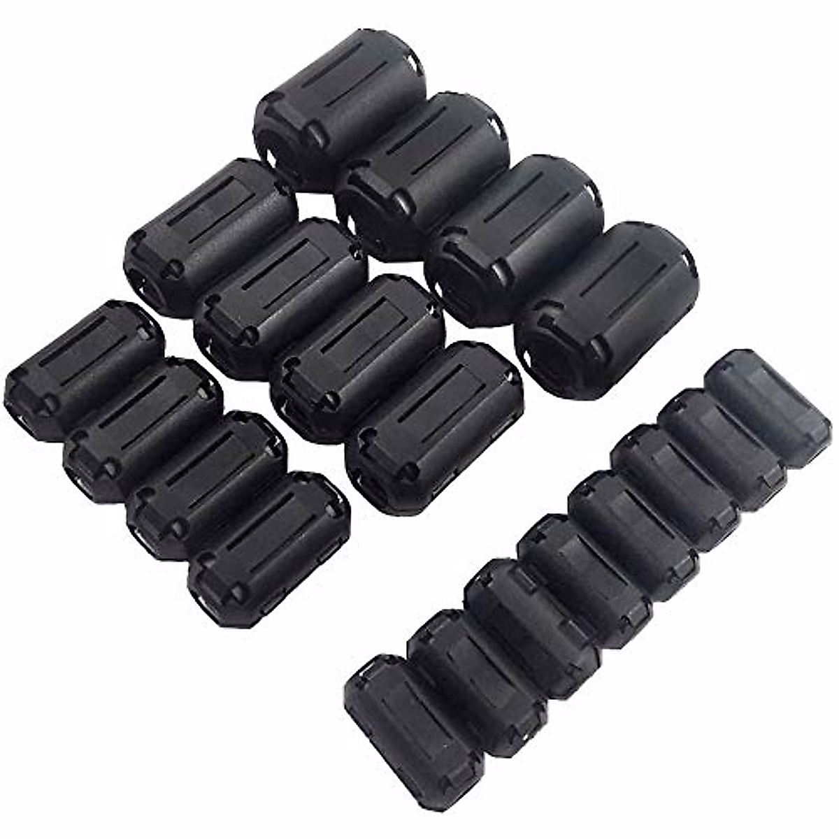 XShine (Pack of 20pcs) Clip-on Ferrite Ring Core RFI EMI Noise Suppressor Cable Clip for 3mm/ 5mm/ 7mm/ 9mm/ 13mm Diameter Cable, Black