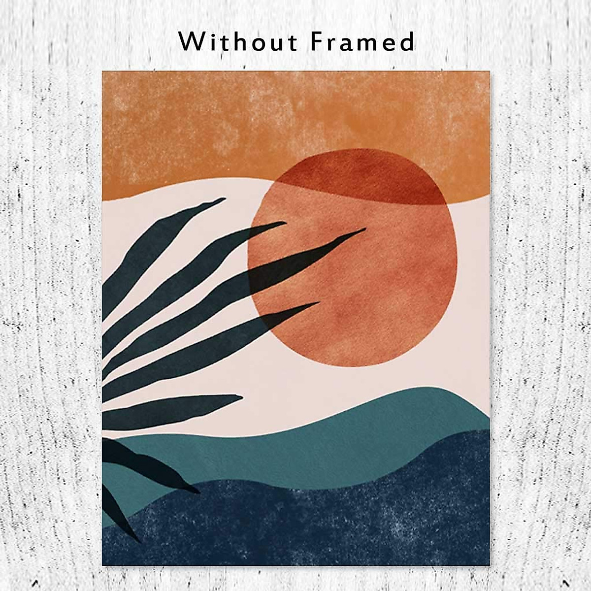 Abstract Wall Art for Living Room Boho Print Set Terracotta Wall Art Abstract Palm Leaf Art, SET of 2, 8x10 Inch Unframed