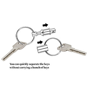 BLMHTWO 6PCS Quick Release Keyrings, Double-headed Detachable keyring Metal Pull Apart Keychain with 2 Split Key Rings Chain Lock Holder for Bag Purse Travel Home Office (Silver)