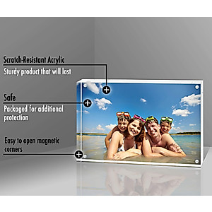 Americanflat 4x6 Acrylic Picture Frame - Double Sided Frames with Magnetic Corners - Transparent Acrylic Frames for Desk or Tabletop Display - 4x6 Picture Frame with Microfiber Cloth Included
