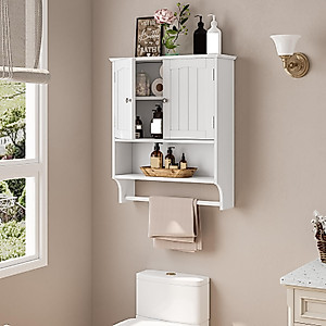 Mino Kesper Bathroom Cabinet Wall Mount with 2 Doors and Adjustable Shelf, Over The Toilet Storage Cabinet, Medicine Cabinet for Bathroom Organizers and Storage