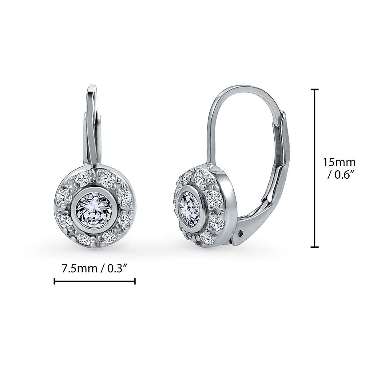 BERRICLE Sterling Silver Cubic Zirconia CZ Fashion Leverback Dangle Drop Earrings for Women, Rhodium Plated
