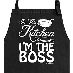 In This Kitchen I'm The Boss Funny Apron for Kitchen Two Pocket Apron Black [PPP]