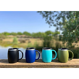 CHILLOUT LIFE Stainless Steel Insulated Coffee Mugs Set of 2 (14oz) – Double Wall Coffee Cups With Spill Resistant Lid & Strong Handle – Shatterproof Cups for Cold Drinks & Hot Beverages