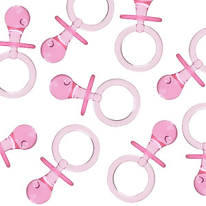 Super Z Outlet Acrylic Glass Plastic Cute Small Baby Pacifiers for Baby Shower Decorations, Table Scatter, Party Favors, Games & Activities (36 Pieces)(Pink)