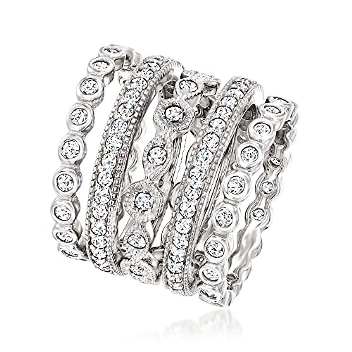 Ross-Simons 2.50 ct. t.w. CZ Jewelry Set: 5 Eternity Bands in Sterling Silver. Size 8