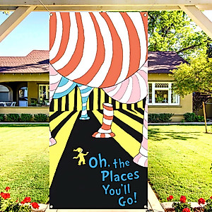 Oh The Places You'll Go Door Cover Graduation Travel Party Decor Front Door Porch Banner Photography Decoration