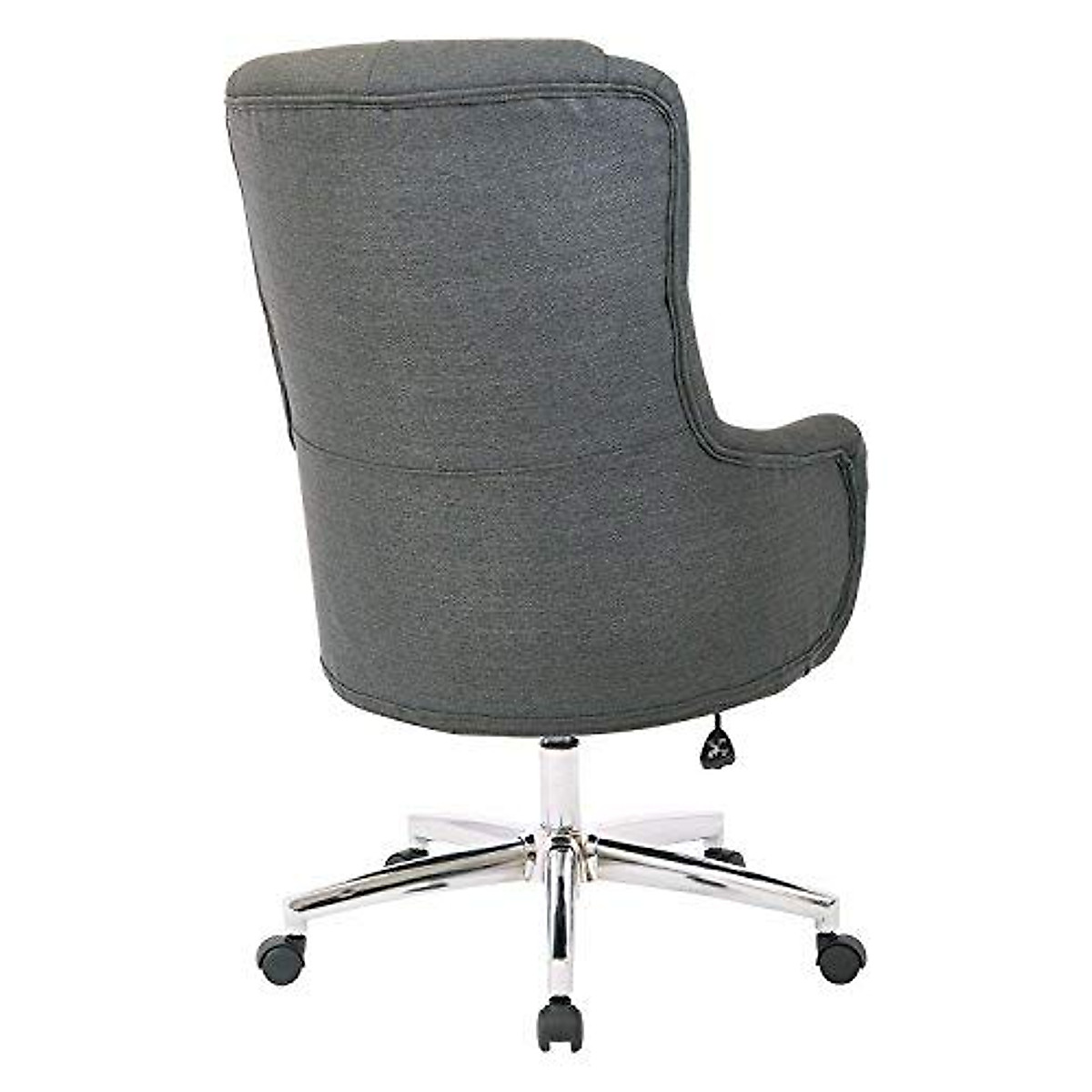 OSP Home Furnishings Ariel Tufted High Back Desk Chair with Wraparound Arms and Chrome Base, Klein Charcoal
