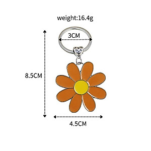 tenghong2021 Cute Flower Keychain Beads Key Chain for Women Girls Charm for Purse Car Keys Backpack Unique Ornament -Light Orange