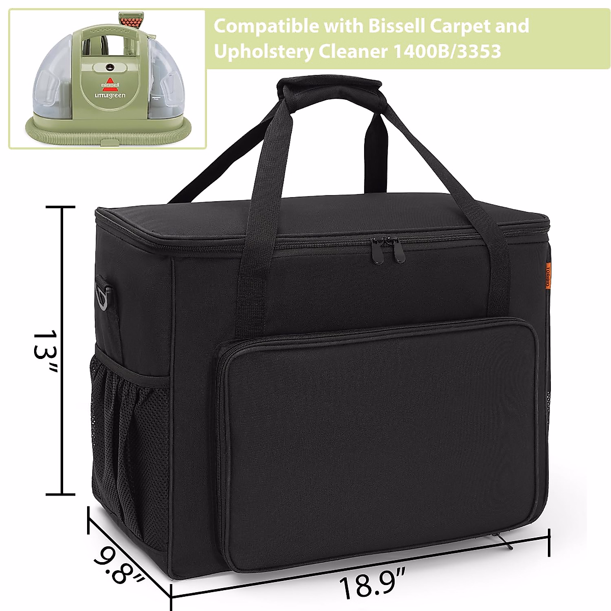 TORIBIO Storage Carry Bag Compatible with Bissell Carpet and Upholstery Cleaner 1400B/3353, Organizer/Case for Carpet Steam Cleaner, Travel Hand Bag with Extra Pockets for Accessories