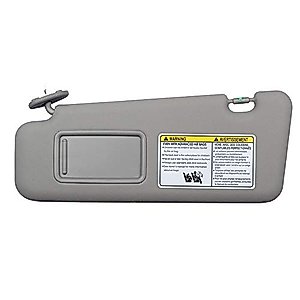Dasbecan Front Left Driver Side Sun Visor with Light Compatible with Toyota Highlander 2008-2013 74320-48500-B0 (Gray)