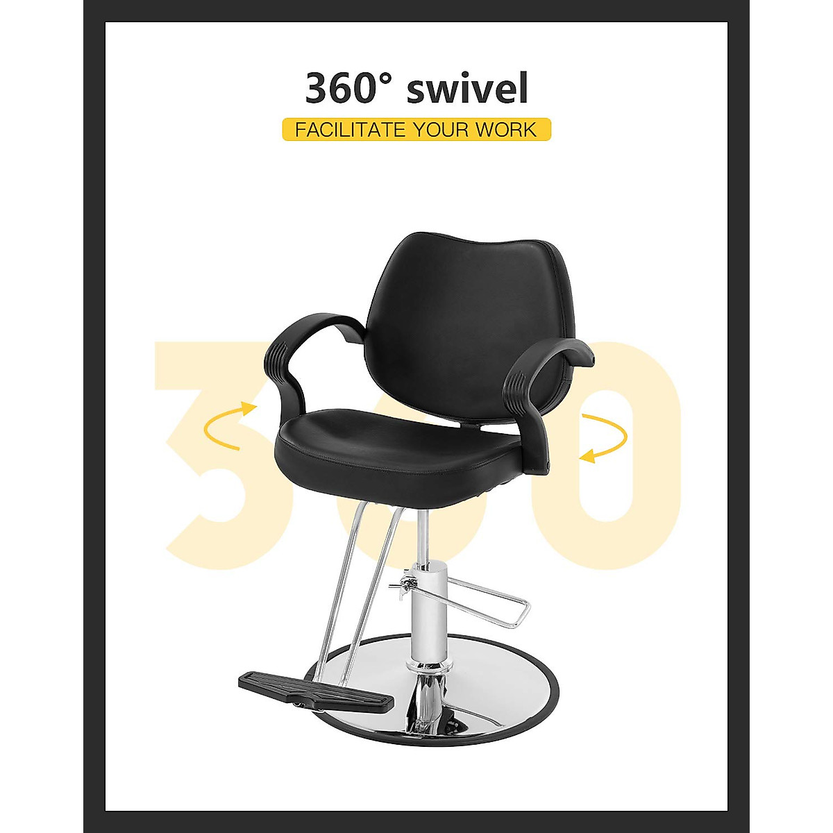 FDW Styling Heavy Duty Pump Adjustable Hydraulic Chair for Hair Stylist Women Man, 20x19x25 Inch (Pack of 1), Black