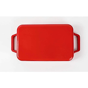 HAWOK Enameled Cast Iron Rectangle Roaster Lasagna/Roasting Pan Red……