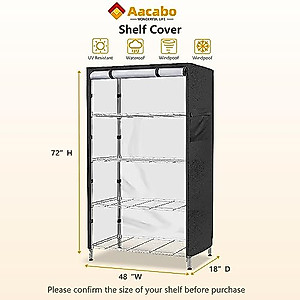Aacabo Shelf Cover,Waterproof Dustproof Storage Shelving Unit Cover,Fits 48"Wx18"Dx72"H Shelf,Shelf Display Rack Protector Cover with Zipper,Black(Cover only)