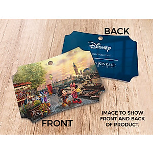 Disney – Mickey and Minnie Mouse in London - Thomas Kinkade Studios - This 4” x 2.5” Hanging Metal Print Accessory – Limited Edition Officially Licensed Collectible | Complimentary Velveteen Gift Bag