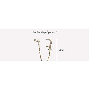 Sither Women Earring with Cuff Chain for Girls Ear Clips Ear Wraps Cuff Earrings Dangle Earrings Helix Cartilage Clip On Christmas Jewelry Gift for Her(1 Piece)