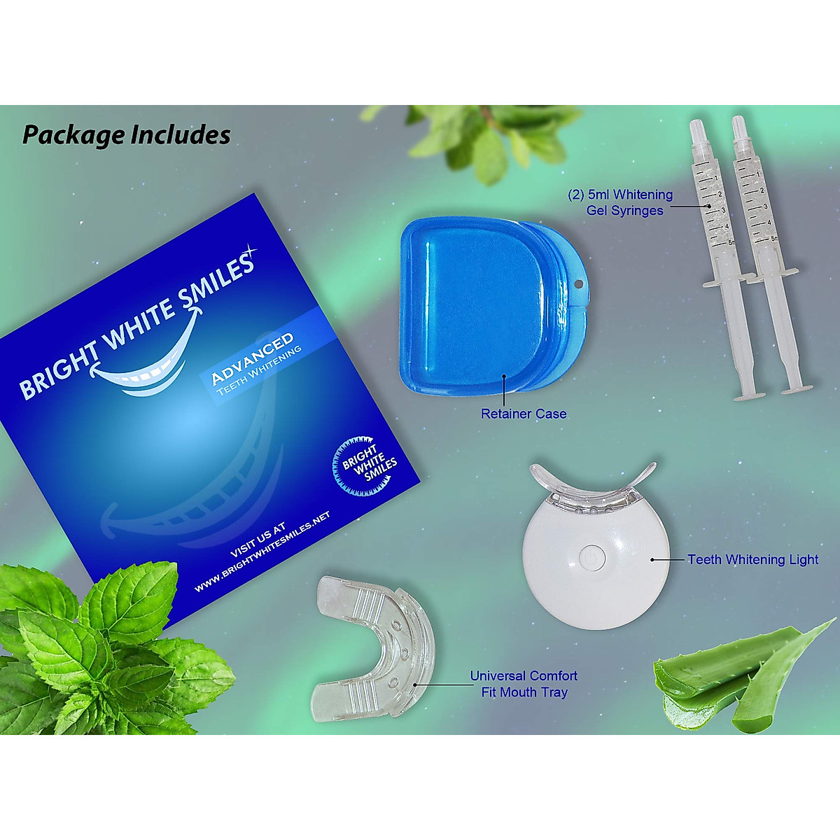 Bright White Smiles Teeth Whitening Kit | LED Light Activated Teeth Whitener | With 2x 5ml 35% Carbamide Peroxide Gel Syringes | Comfort Fit Mouth Tray & Case | For Home Use | Professional Results