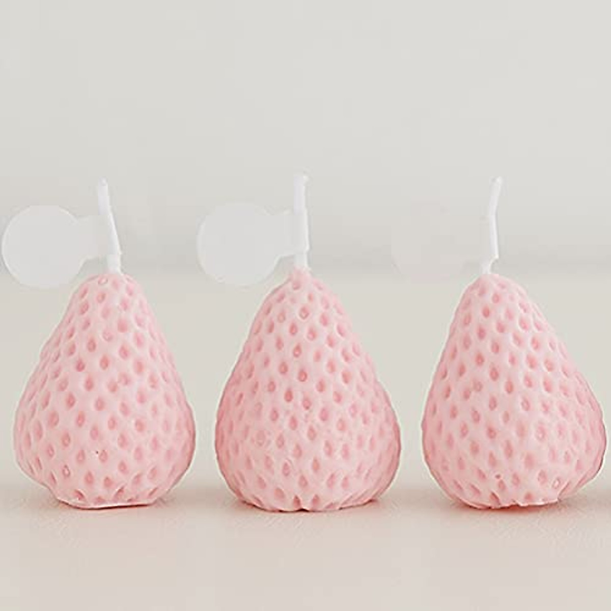 VALICLUD 8 Pcs Mini Scented Candles Strawberry Shaped Aromatherapy Candle Decorative Fragrance Candle for Table Scatter Photo Booth Props Pink