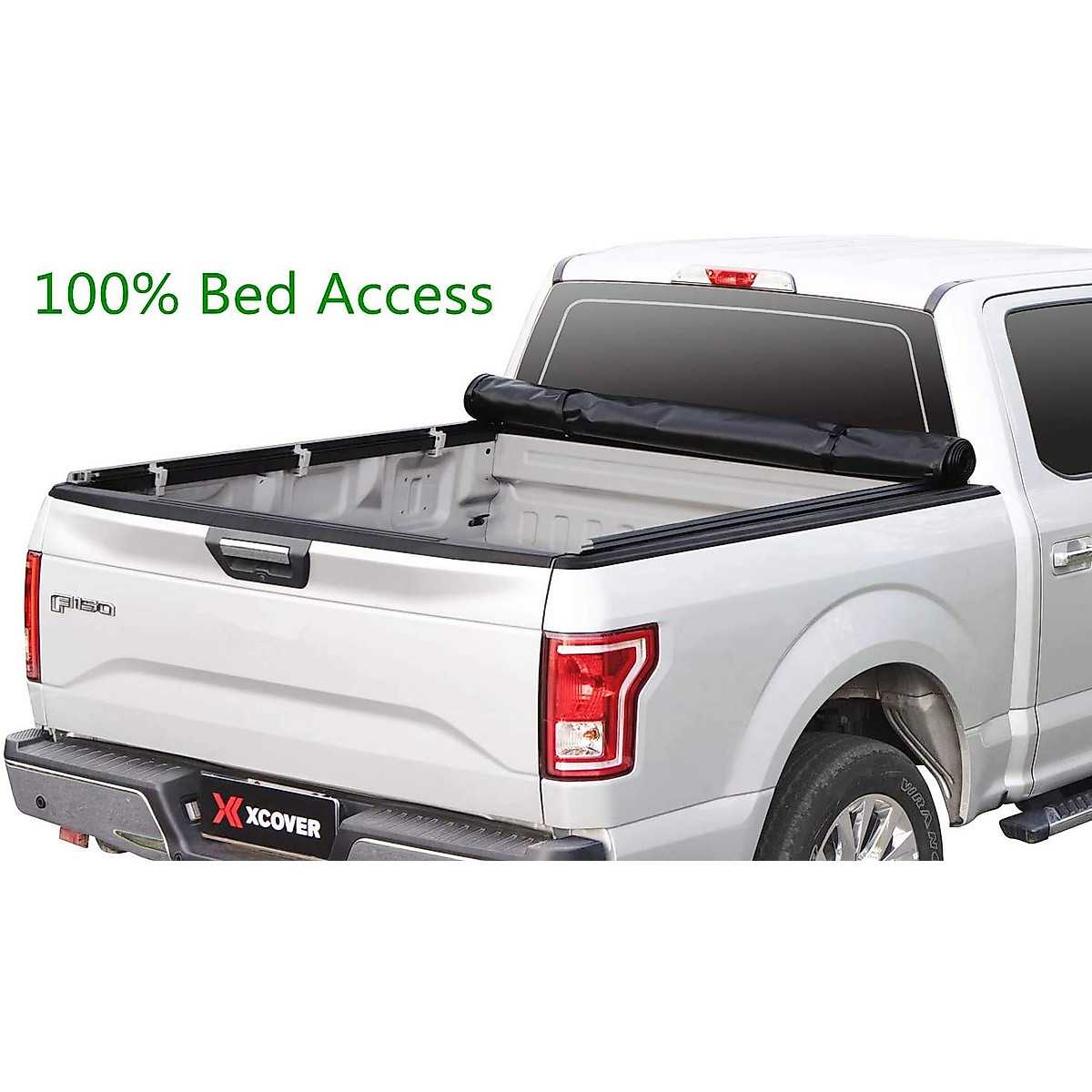 Xcover Soft Locking Roll Up Truck Bed Tonneau Cover, Compatible with 2004-2014 Ford F150, 2006-2014 Lincoln Mark LT Pickup 5.5 Ft Bed
