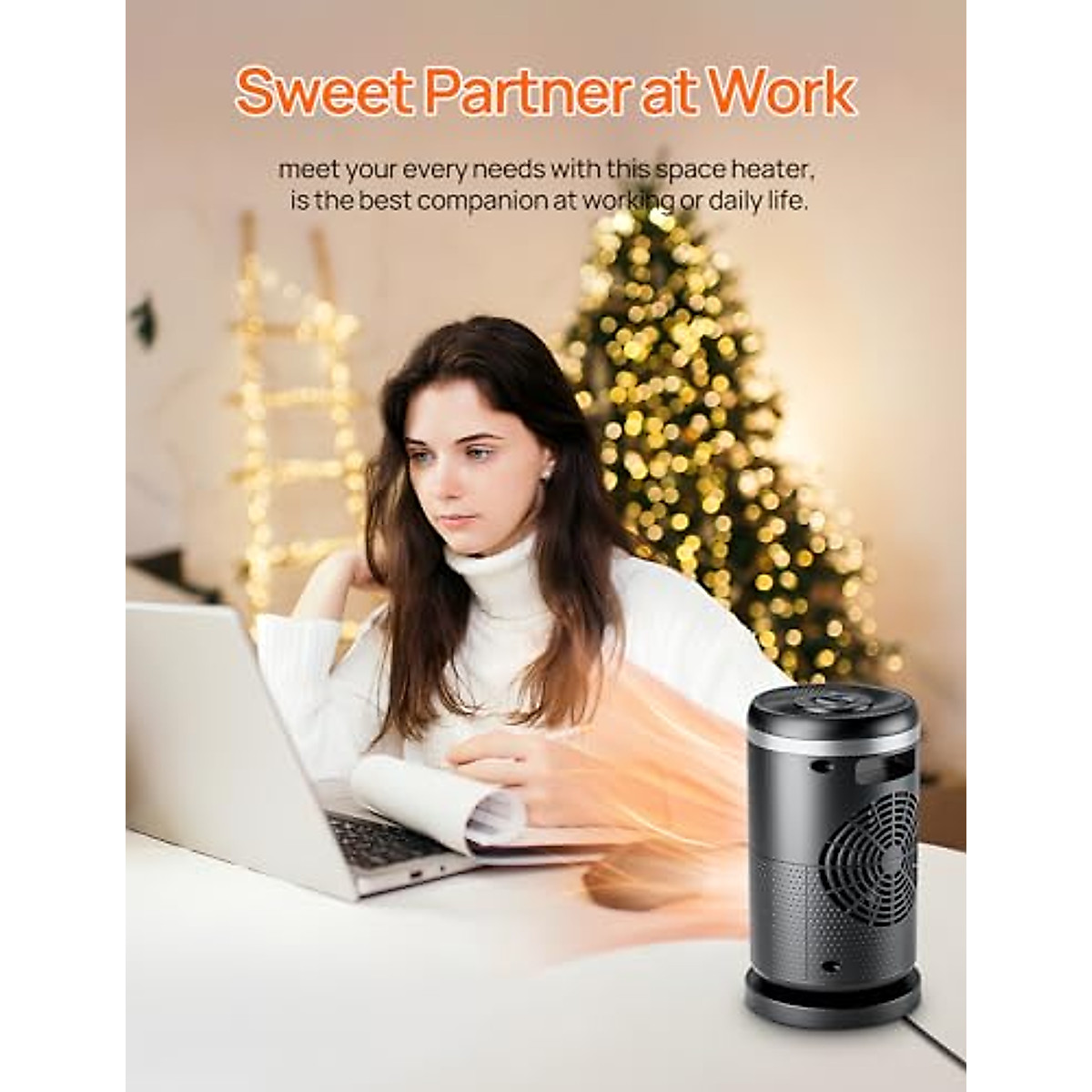 Space Heaters for Indoor Use, 1500W/750W Portable Heater with 90°Oscillation Safe and Quiet Ceramic Heater Fan Electric Heater with Overheat Protection Desk Heater for Bedroom Office Use