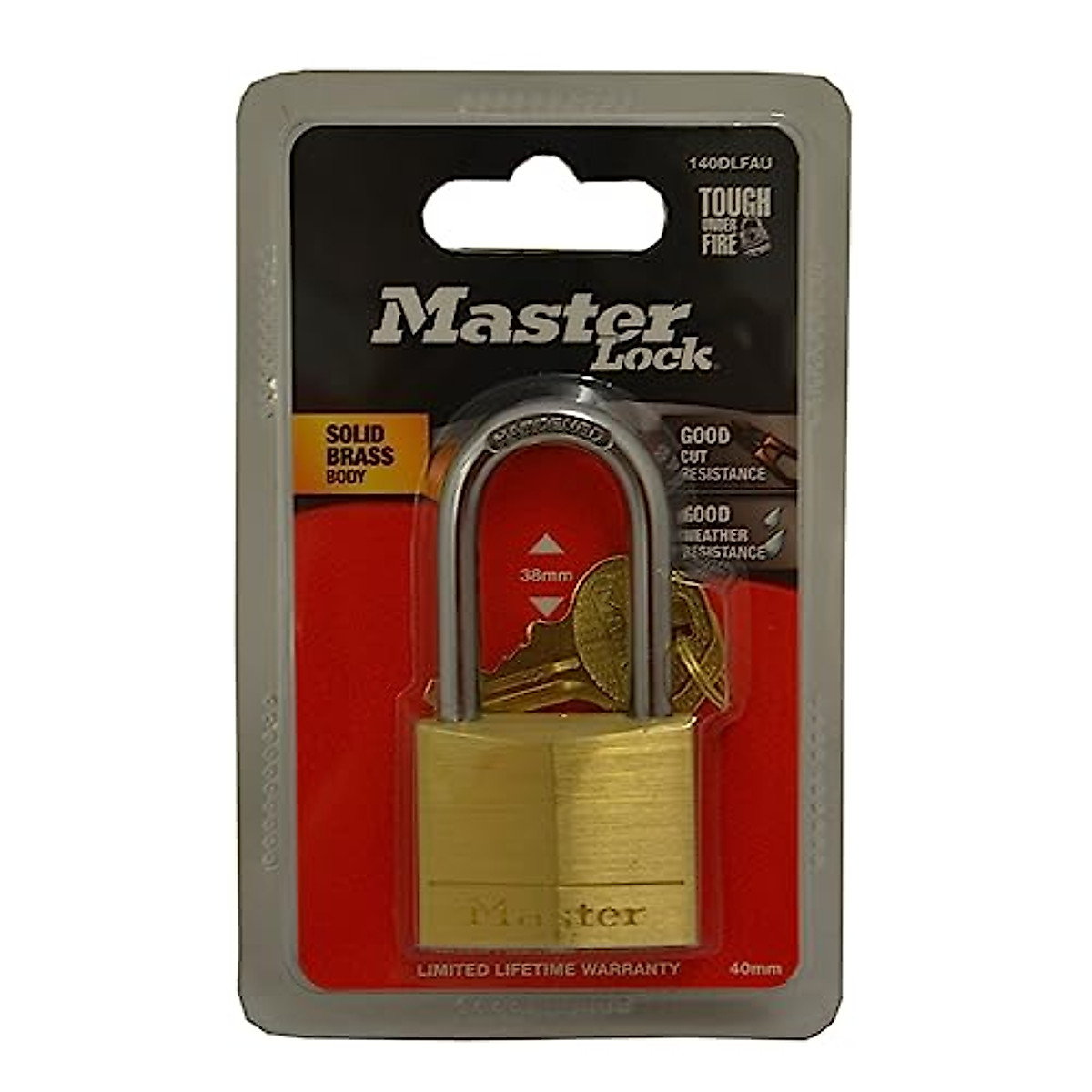 Master Lock 140DLF Solid Brass Padlock with Key, 1 Pack