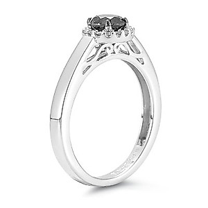 Vogati 0.60 Cts Black & White Diamond Ring in Silver - Valentine's Day Sale