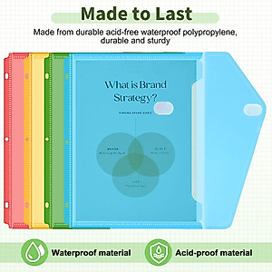 Sooez 30 Pack Binder Folders Organizer with Space-Saving Closure, Super Heavyweight Binder Pockets for 3 Ring Binder, High Capacity Binder Pouch, Side Loading, School Supplies, Letter Size, 5 Color