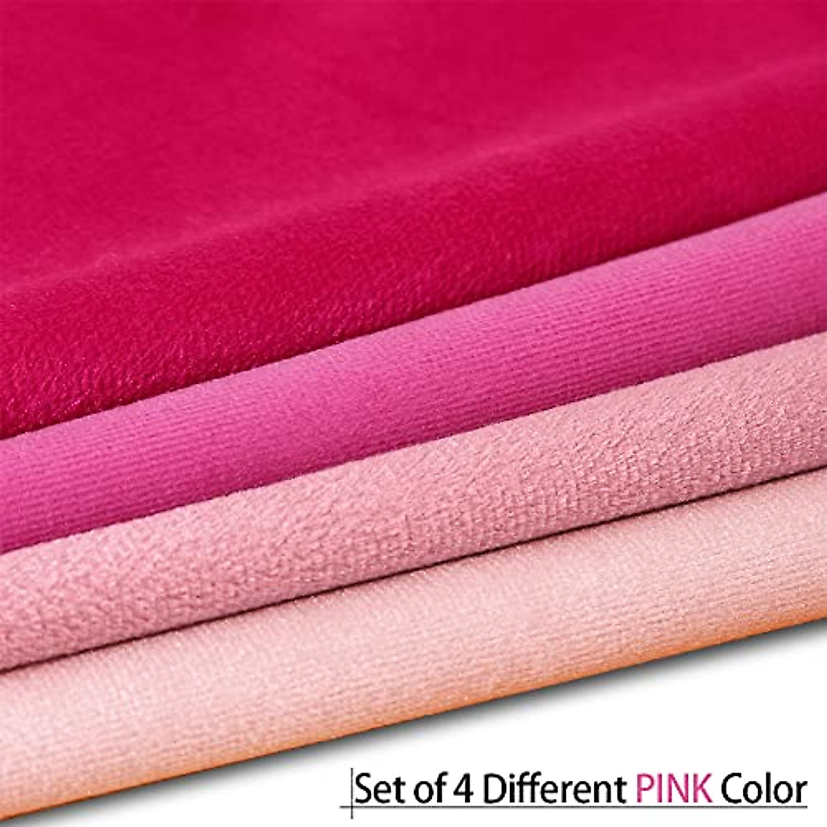CARRIE HOME Pink Velvet Throw Pillow Covers 18x18 Set of 4 Hot Pink Light Blush Pink Room Decor Throw Pillows 18 x 18 Soft Decorative Pillows for Bedroom & Living Room (No Inserts)