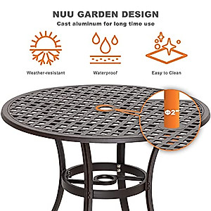 Nuu Garden 5 Pieces Patio Dining Set, Cast Aluminum Outside Table and Chairs with 4 Chairs and 33 Inch Round Bistro Table with Umbrella Hole for Backyard Deck Lawn and Garden Antique Bronze