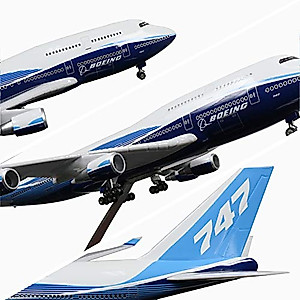 24-Hours 18” 1:130 Model Jet Airplane B747 Model Plane Aircraft Model Diecast Airplane for Adults with LED Light(Touch or Sound Control) for Decoration or Gift