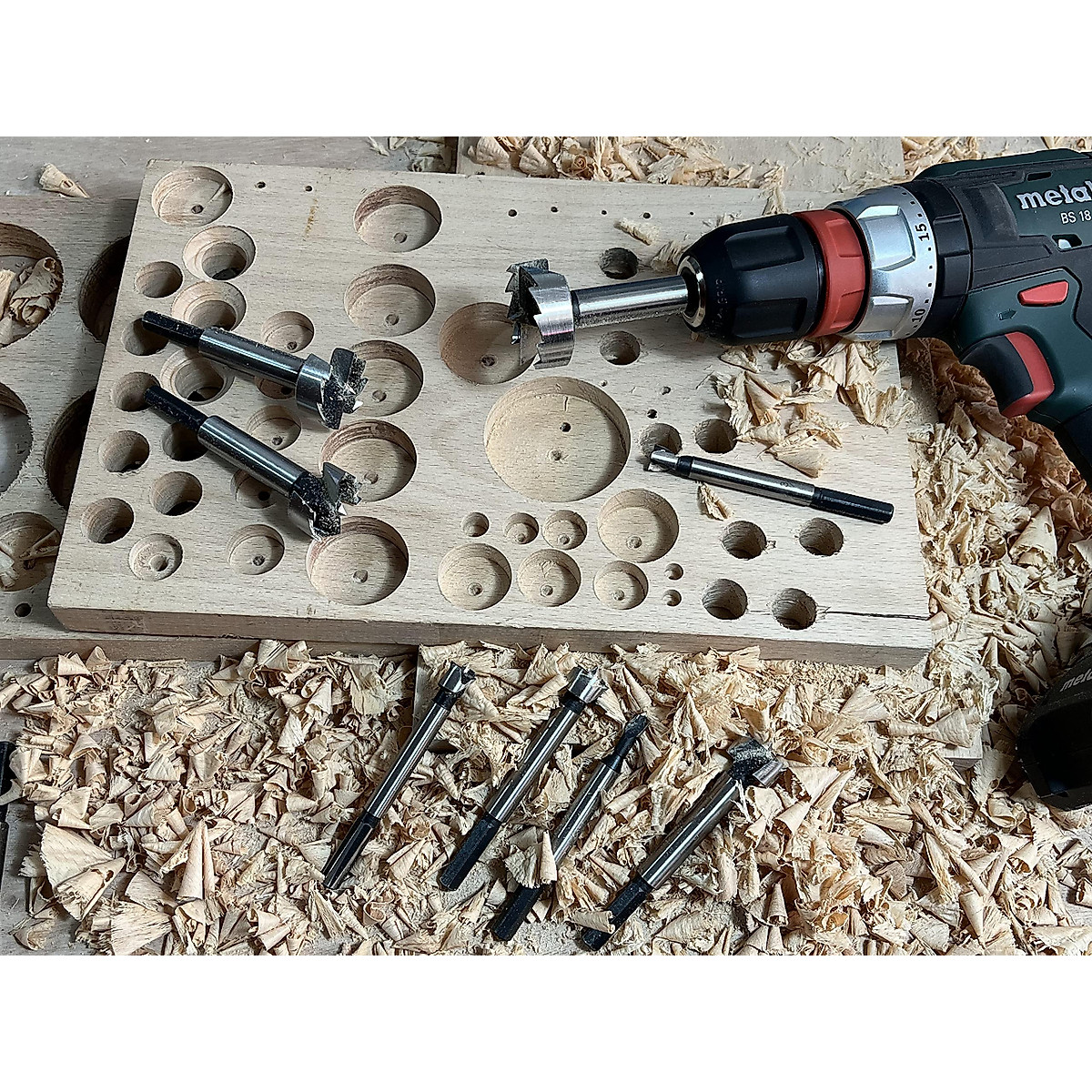 CORTOOL Forstner Bit Set 16Pcs Hex Shank, Wood Drill Bits Set with Multi Sided Shank