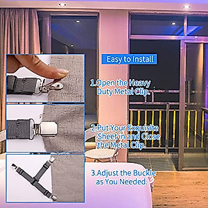 QCWQMYL Fitted Sheet Straps 4 PCS Sturdy Bed Sheet Clips Keeping Sheets in Place Sheet Suspenders Fitted Sheet Clips Grey
