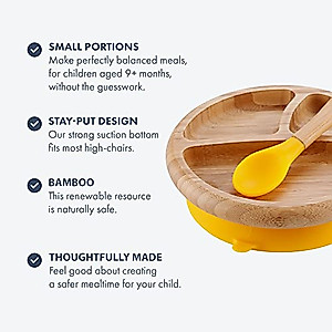 Avanchy Baby Divided Bamboo Plate, Bowl & Spoons Set - Baby Cutlery - Bamboo Kids Bowl - BPA Free Bowl - Bamboo Kids Utensils - Baby Divided Plate, Bowl, and Spoons Set, Green