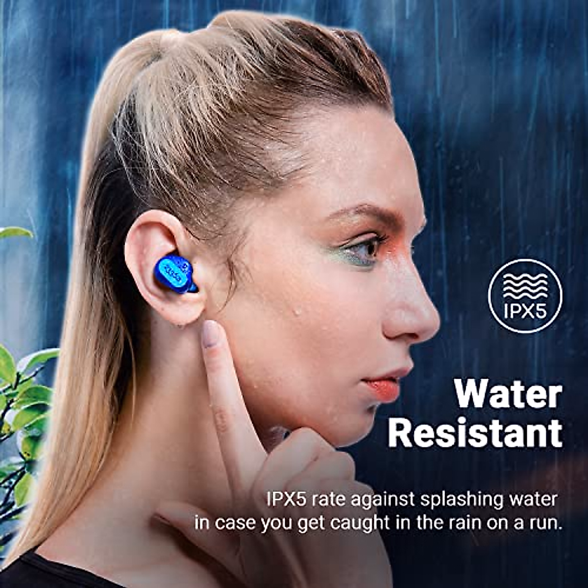 233621 Droplet True Wireless Earbuds, CVC 6.0 Call Noise Cancelling Headphones, IPX5 Waterproof Bluetooth 5.0 Earphones Touch Control, Stereo Sound, Comfortable fit for Home, Office, Gym (Blue)