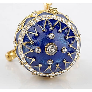 SEVENBEES Hand Painted Enameled Russian Faberge Egg Trinket Box Hinged Jewelry Boxes Ring Holder Gift for Home Decor