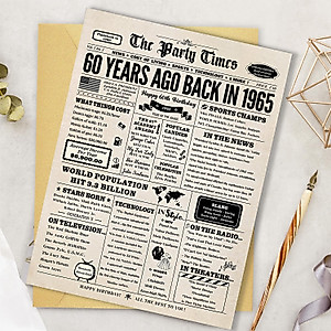 BGTCARDS 60th Birthday Card, 60th Birthday Gifts for Women Men, 60th Birthday Decorations for Him Her, Back in 1965 Birthday Card